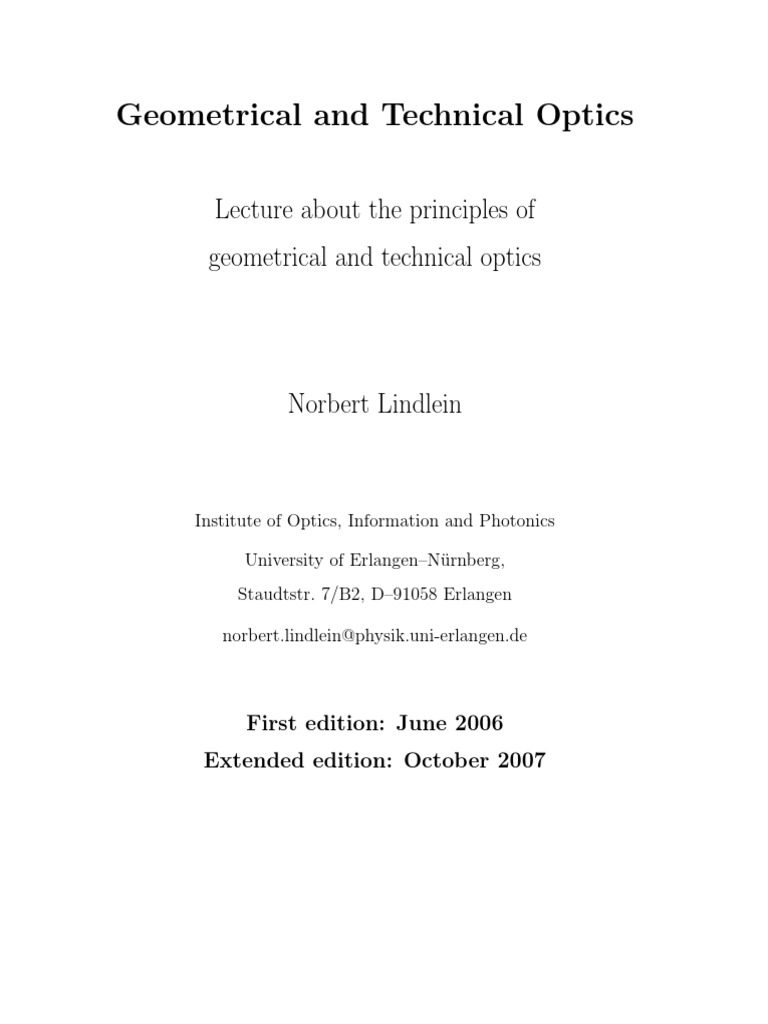 Geometrical and Technical Optics | PDF | Teaching Methods & Materials | Science & Mathematics