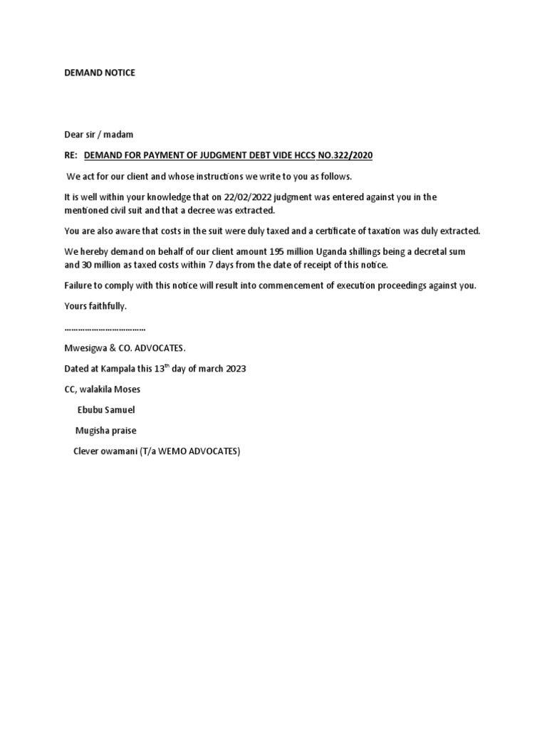 Demand Notice | PDF