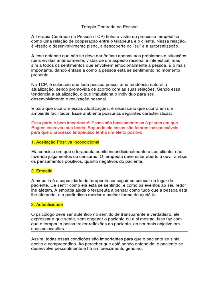 Terapia Centrada na Pessoa: Princípios e Práticas | PDF | Empatia ...