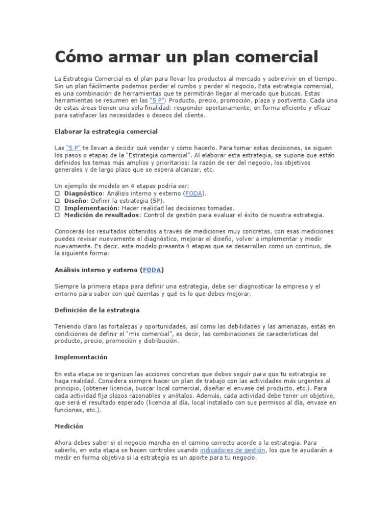 Cómo Armar Un Plan Comercial | PDF | Análisis FODA | Marketing
