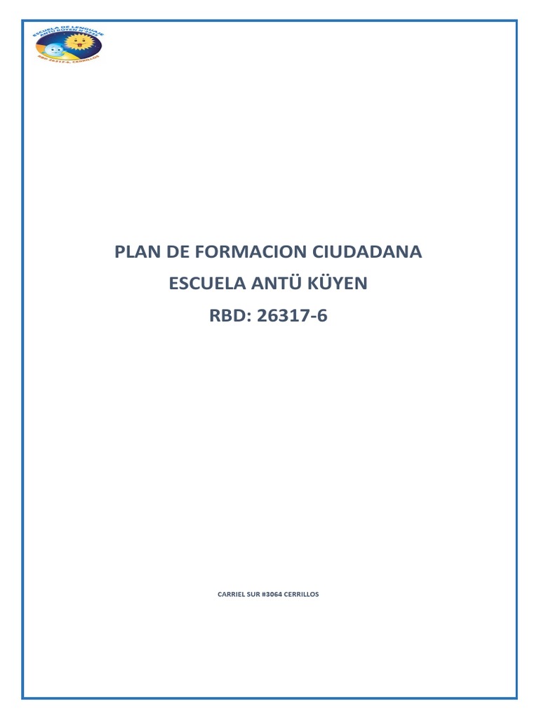 Plan Formacion Ciudadana Escuela Antu Kuyen 2023 | PDF