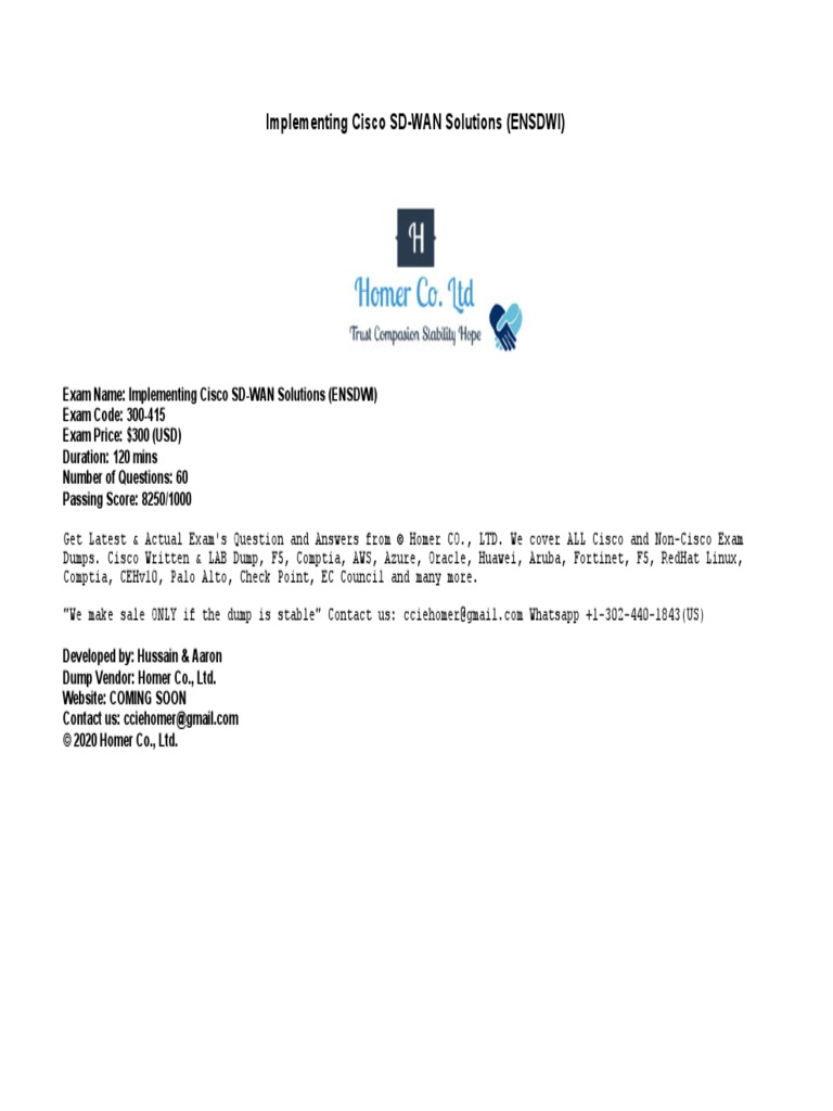 Implementing Cisco SD-WAN Solutions (ENSDWI) | PDF | Virtual Private Network | Router (Computing)