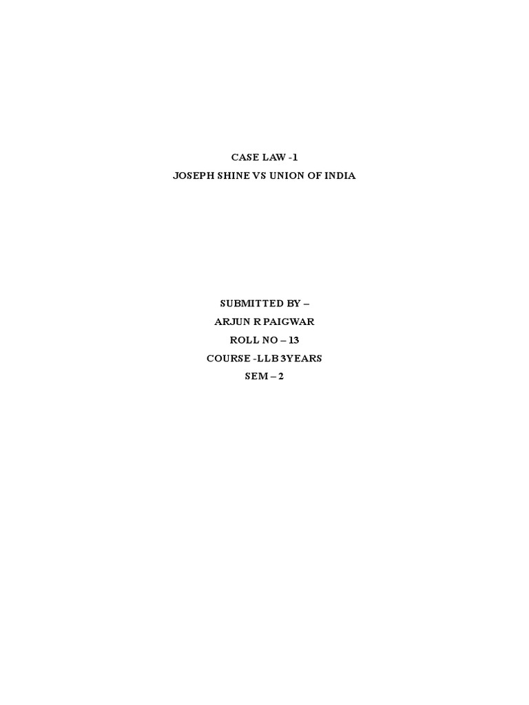 Joseph Shine vs Union of India | PDF | Adultery | Justice