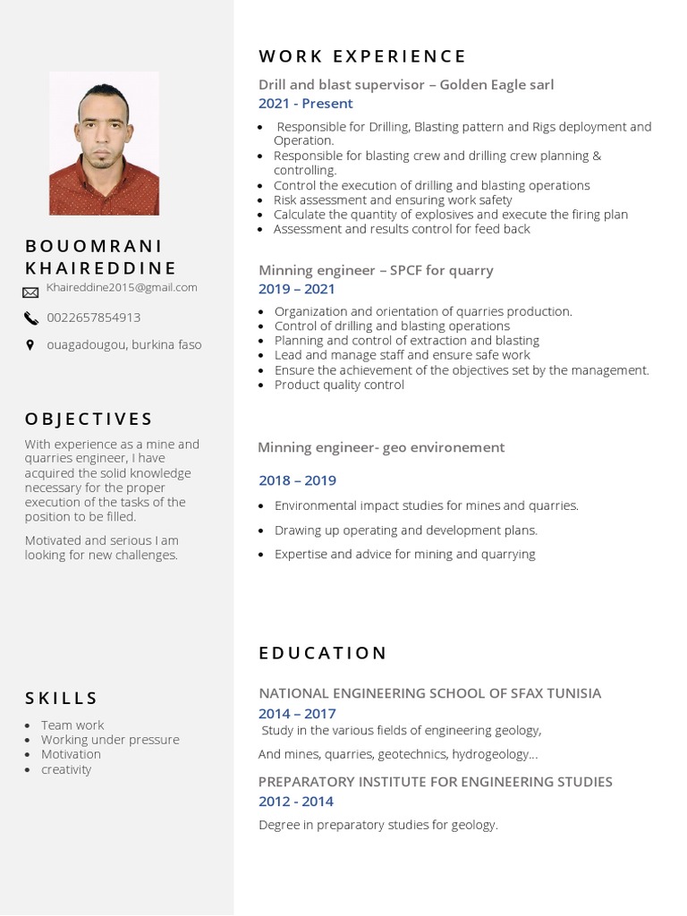 144 Modele CV en Anglais | PDF | Mining | Engineering