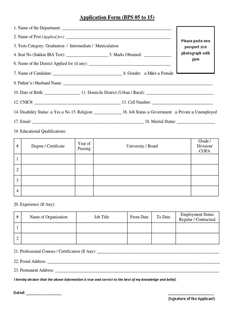New Updated 5 To 15 Jobs Application Form | PDF | Career & Growth