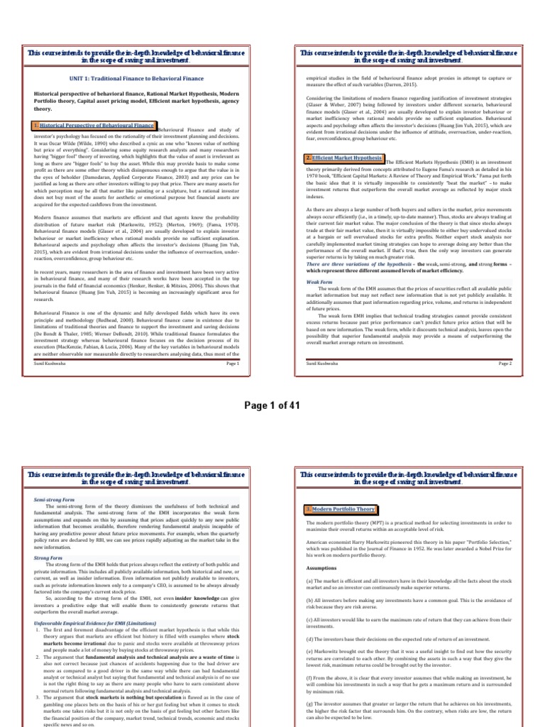 Behavioral Finance vs. Traditional Finance | PDF | Modern Portfolio ...