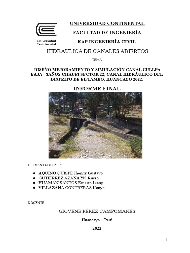 Hidraulica Informe Final Abr Compressed | PDF