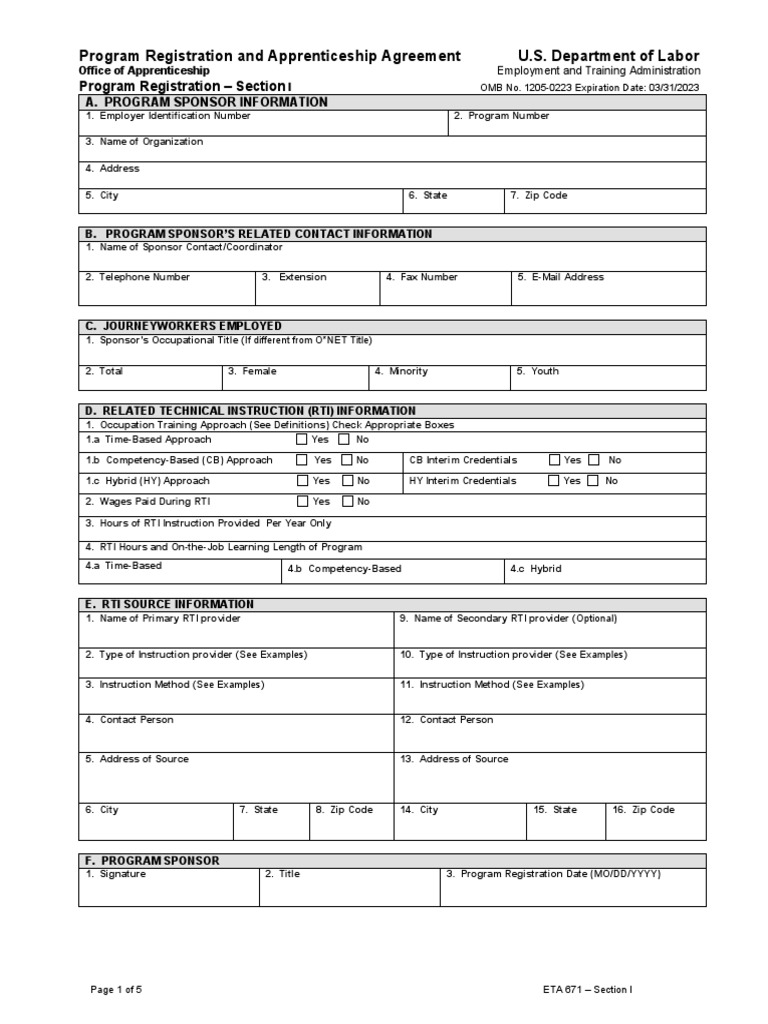 ETA Form 671 Section I - Updated 021820 | PDF