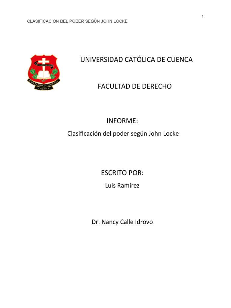 Clasificacion Del Poder Segun John Locke | PDF | Pensamiento | Experiencia
