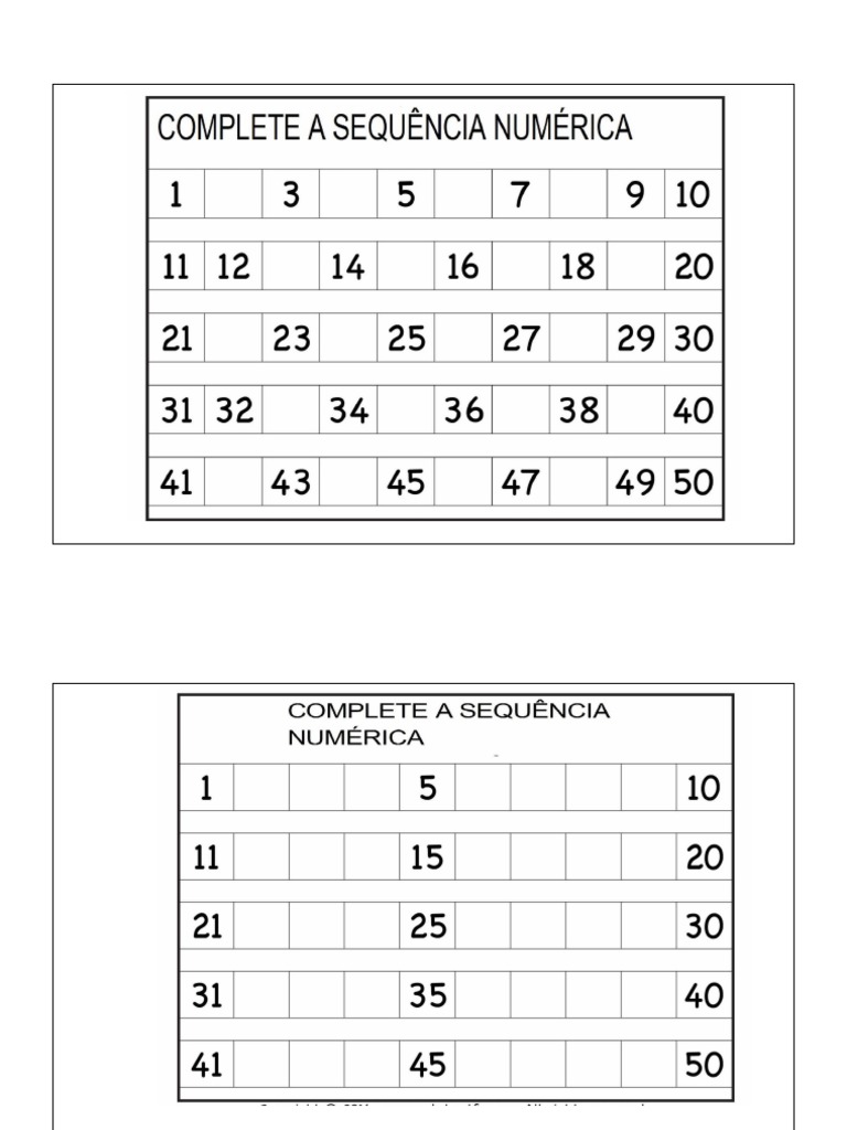 Sequência Numérica Até 50 | PDF