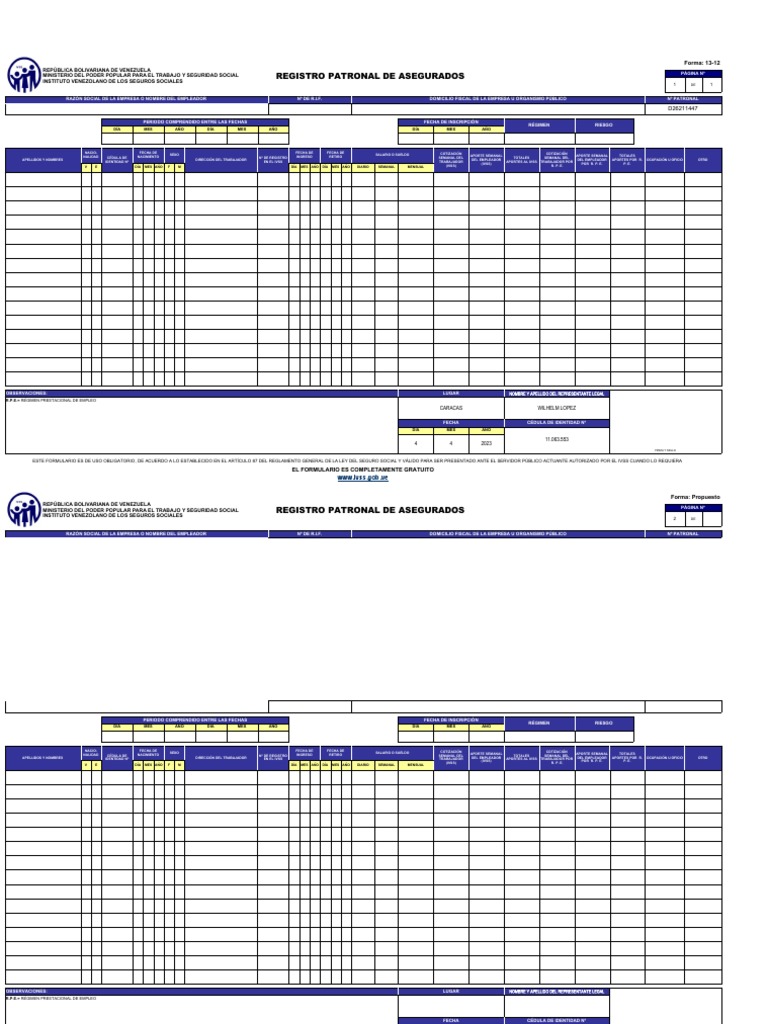 Formulario Ivss | PDF | Venezuela | Gobierno