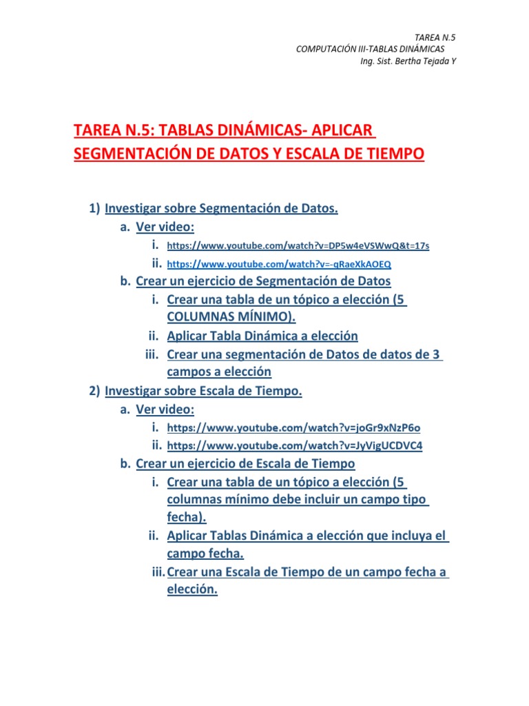 Tarea N5-Tablas Dinámicas 3-14 | PDF