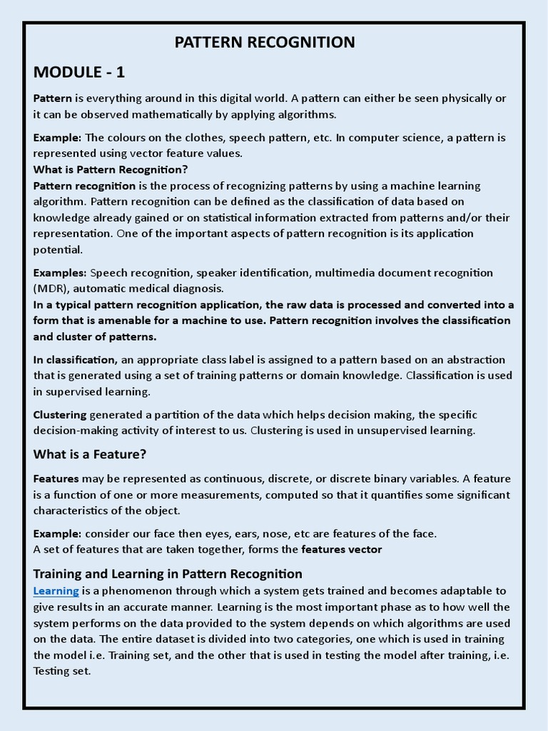 Pattern Recognition Final Notes Download Free Pdf Pattern