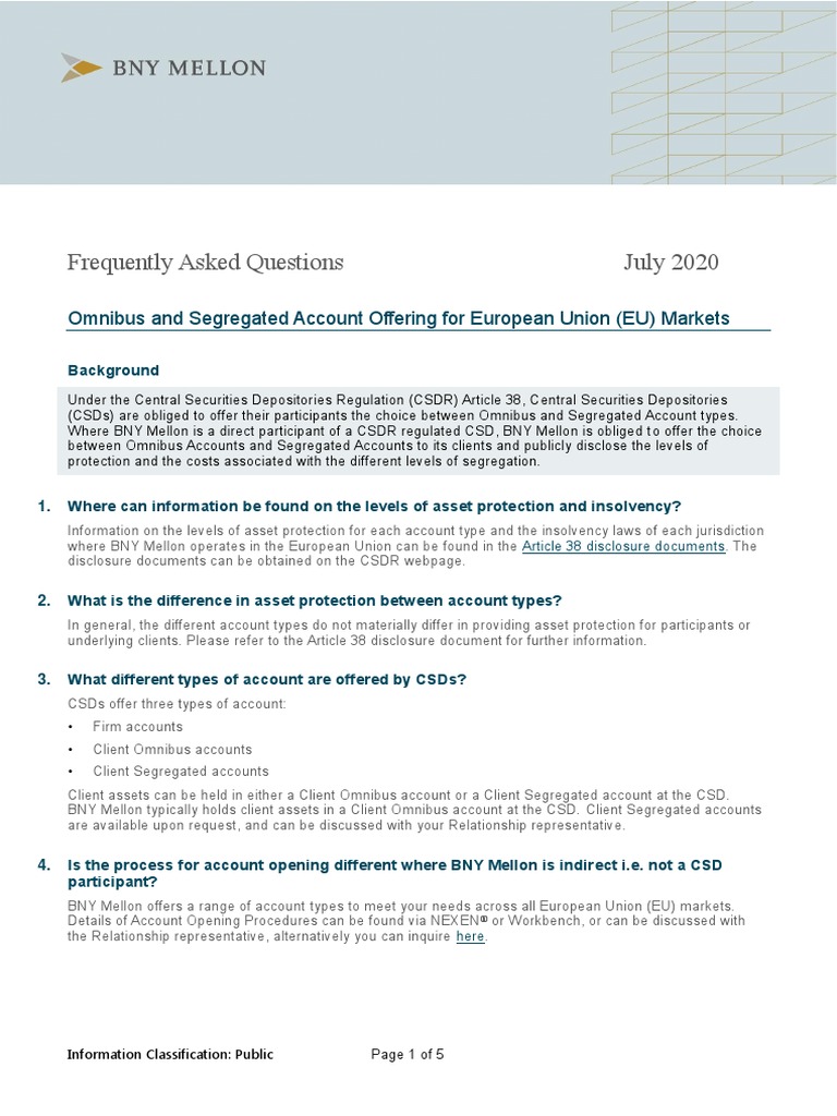 2020 - BNY Mellon - Omnibus and Segregated Account Offering For ...