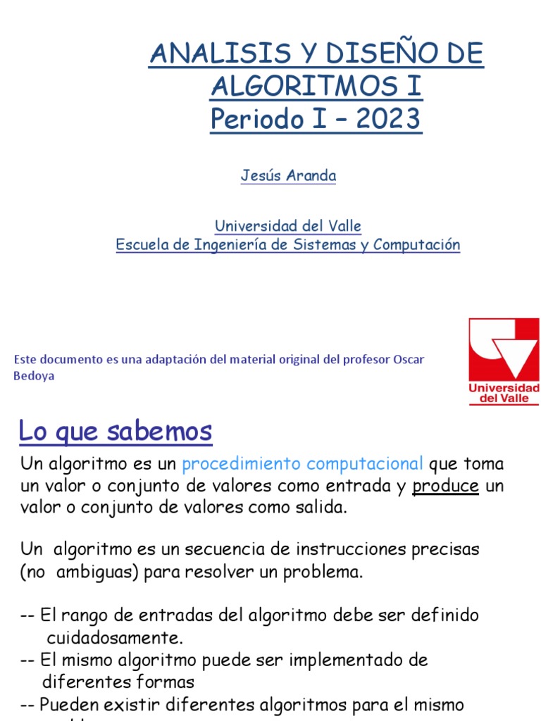 Clase I | PDF | Algoritmos | Diseño