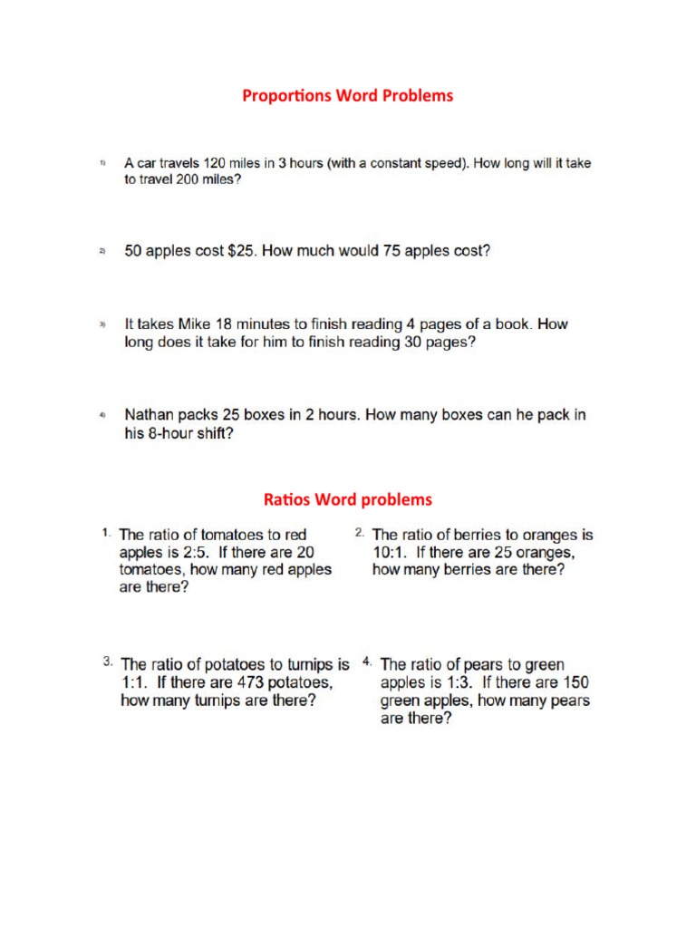 Solving Proportions Word Problems Worksheet - Admuscente