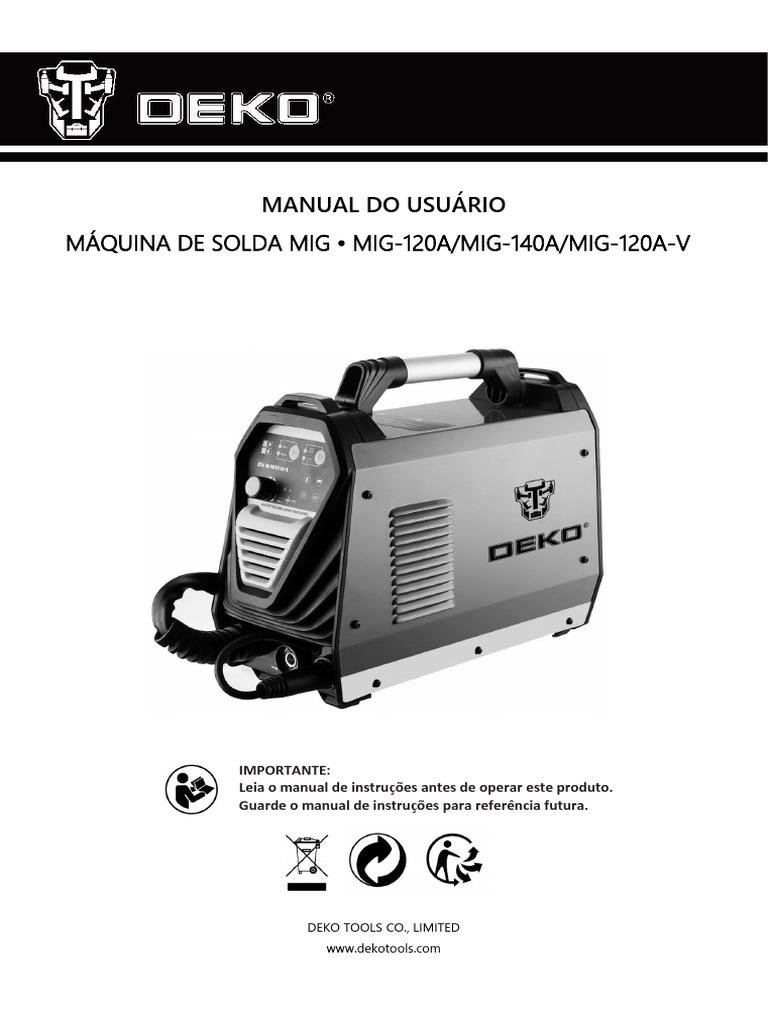 Mig 120a Mig 140a Mig 120a V Mig Welder Manual v2206 PTBR 6421cdc99f4e3 | Download grátis PDF ...