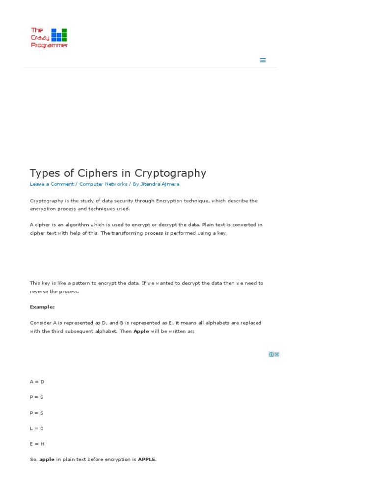 WWW Thecrazyprogrammer Com 2022 07 Types of Ciphers in Cryptography ...