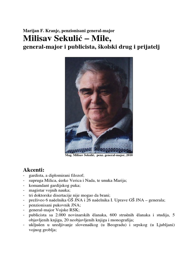 Sekulic Milisav Srpski | PDF