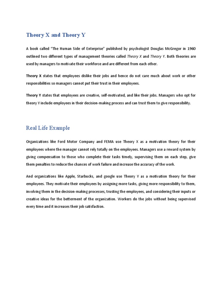 Theory X and Theory Y | PDF | Business