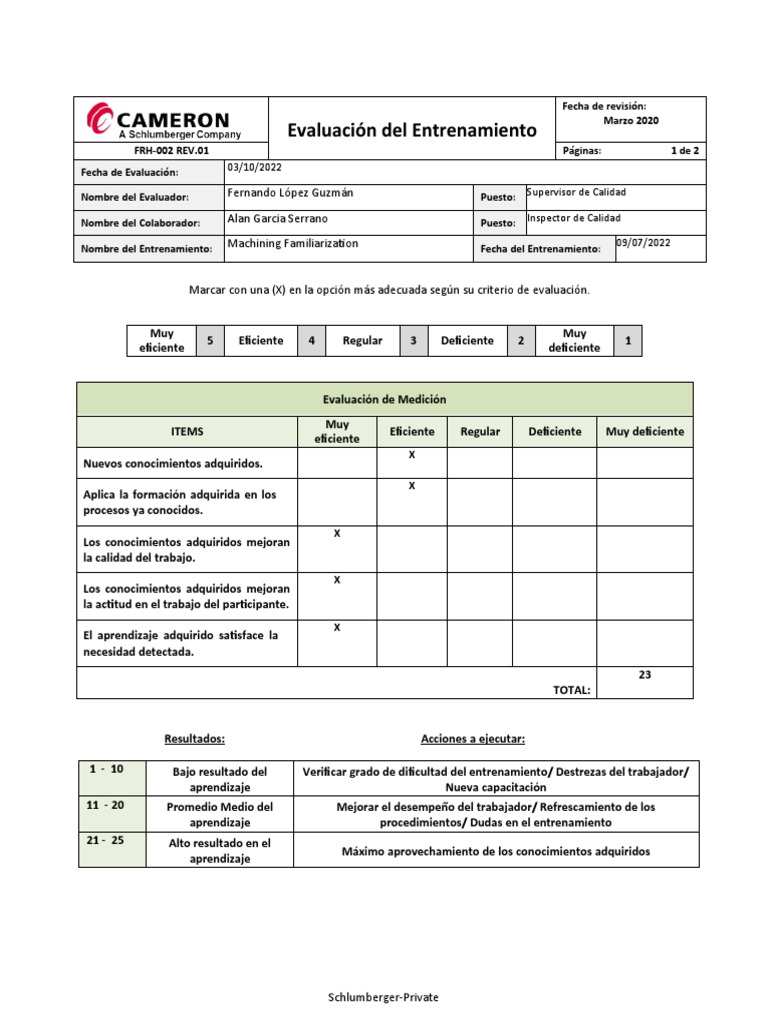 Evaluación de Entrenamientos | PDF | Evaluación | Aprendizaje
