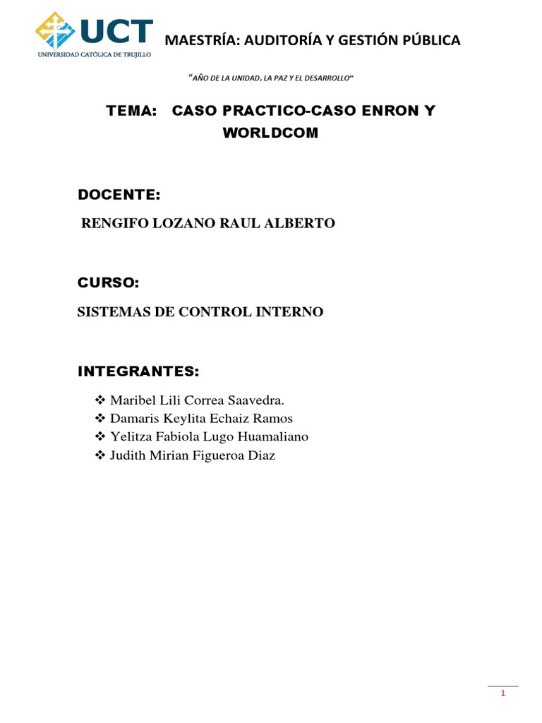 Caso Prcatico-Worldcom y Enron | PDF | Enron | Auditoría