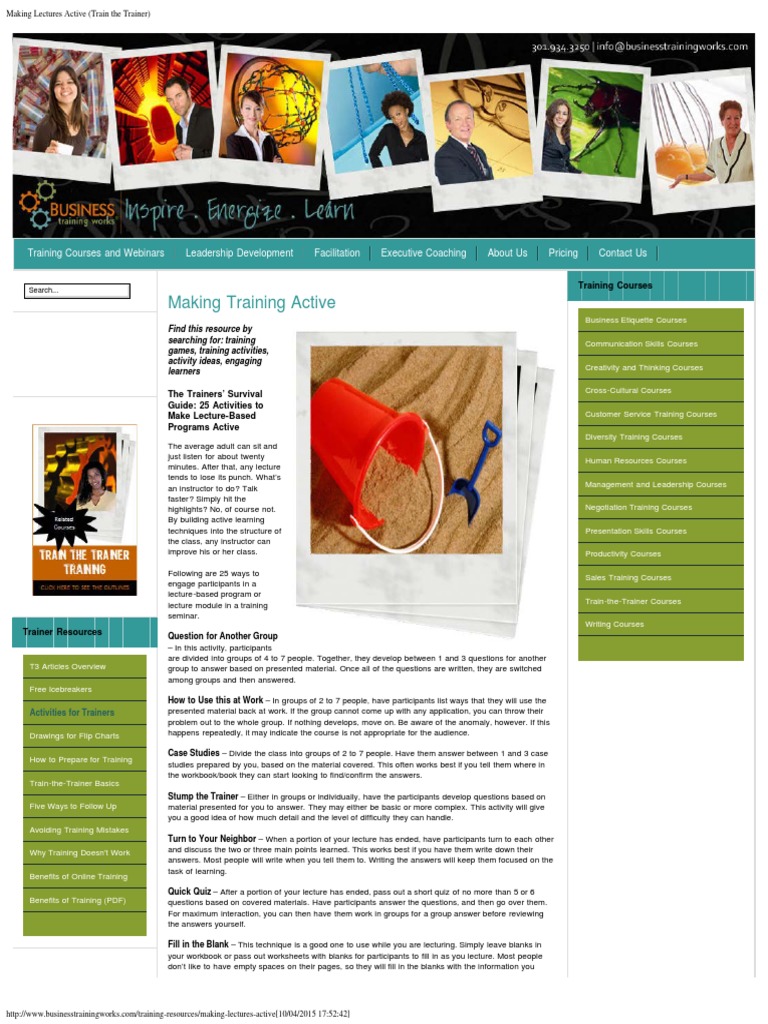 Making Lectures Active (Train The Trainer) | PDF Making Lectures Active (Train The Trainer) | PDF