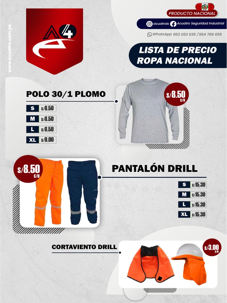 Lista de Precio Ropa Nacional | PDF