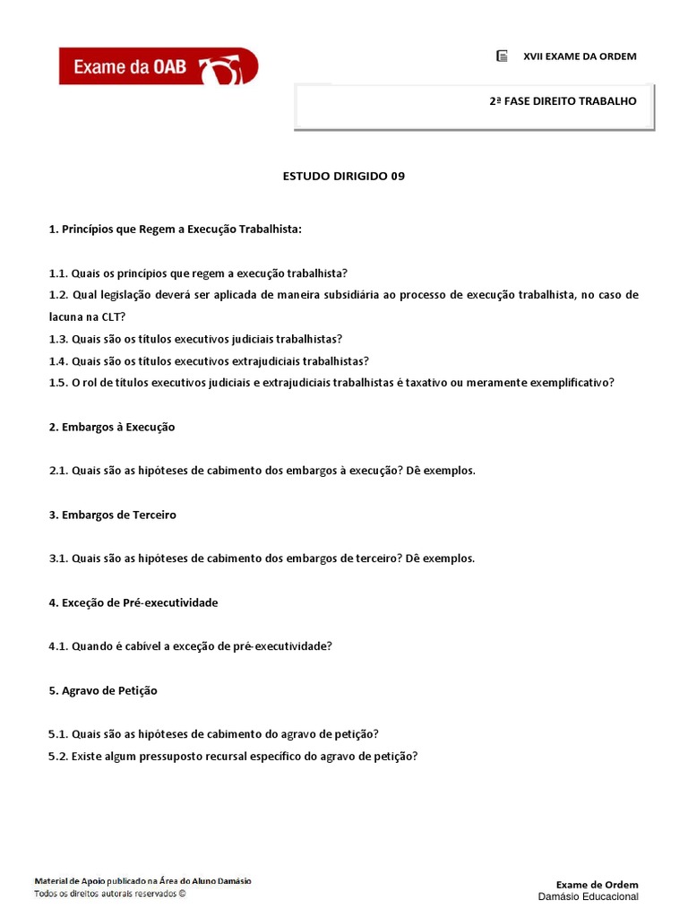 Estudo Dirigido N. 9 | PDF