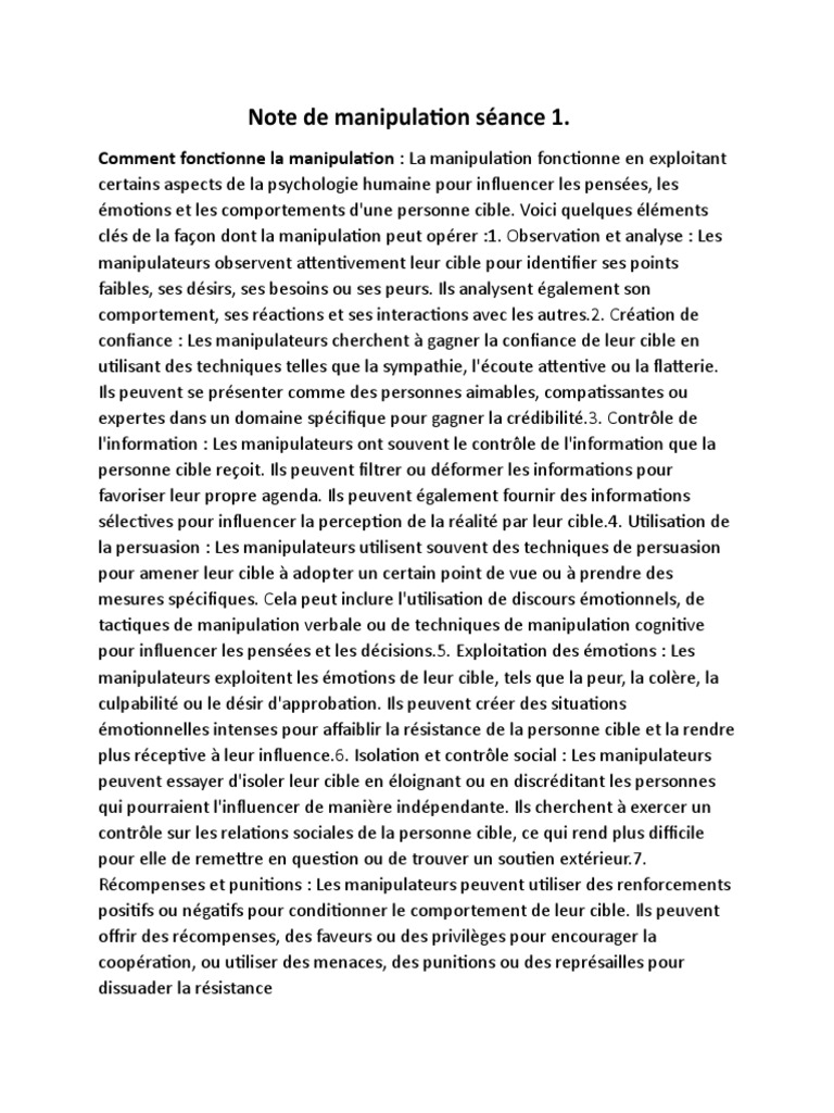 Psychologie de la manipulation expliquée | PDF | Émotions | Concept de ...