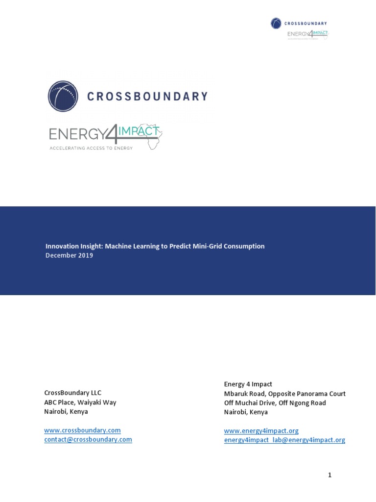 Machine Learning To Predict Mini-Grid Consumption | PDF | Prediction | Consumption (Economics)