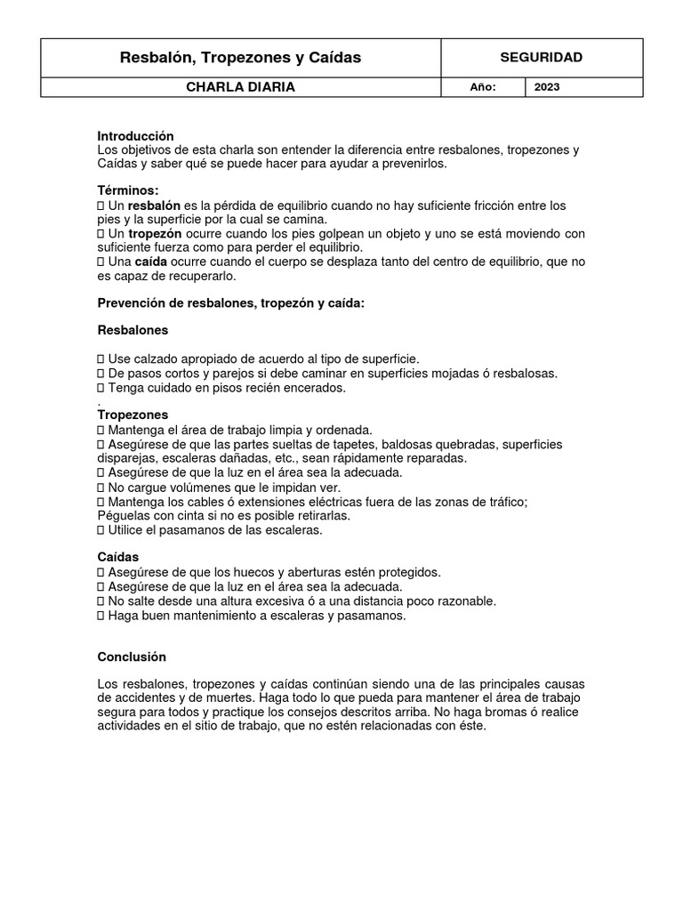 Resbalon, Tropezon y Caídas | PDF | Estilo de vida