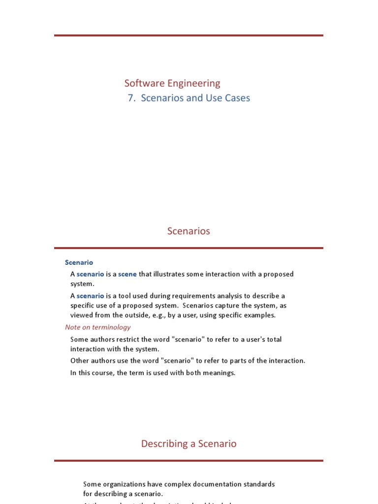 Scenarios and Use Cases in Software Engineering | PDF | Use Case | System