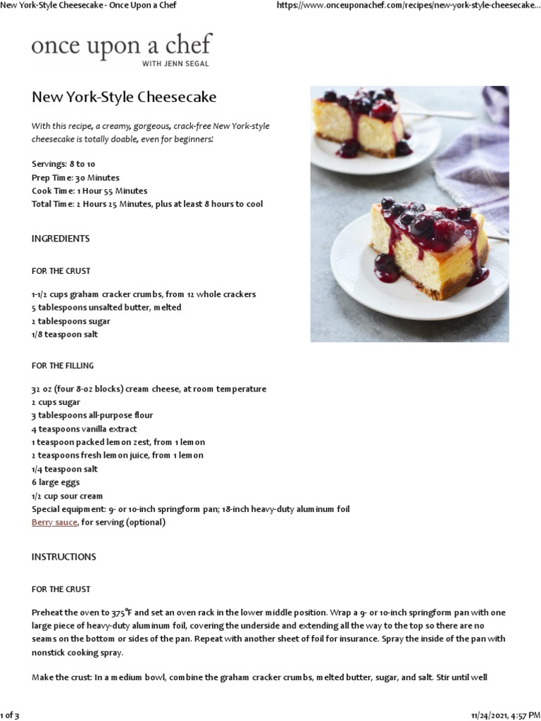 Cheesecake Recipe | PDF