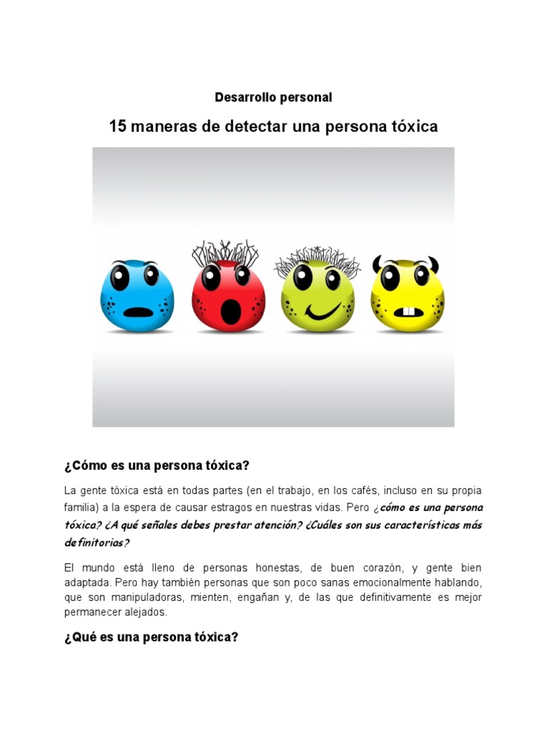 15 maneras de detectar una persona tóxica | PDF