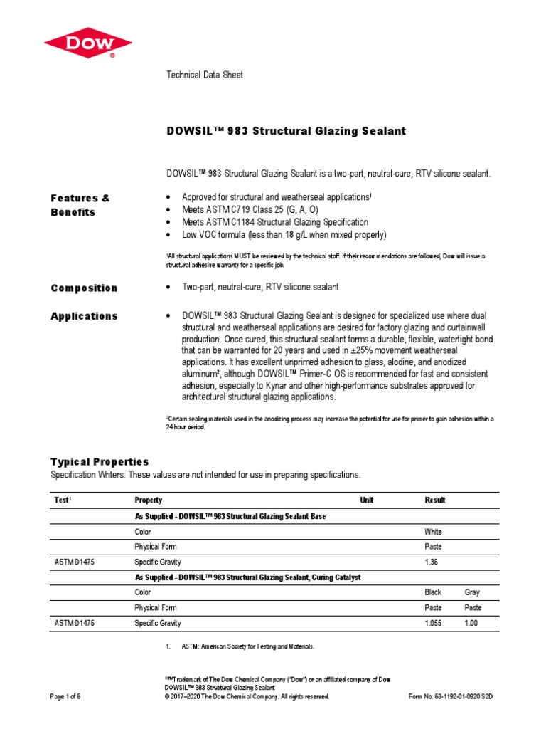 Dowsil 983 Structural Glazing | PDF