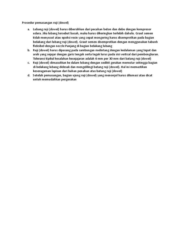 Panduan Pemasangan Ruji Beton | PDF