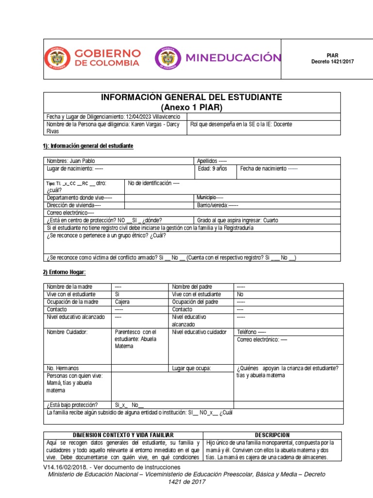 Formato Piar. Karen Vargas y Darcy Rivas | PDF | Educación de la ...