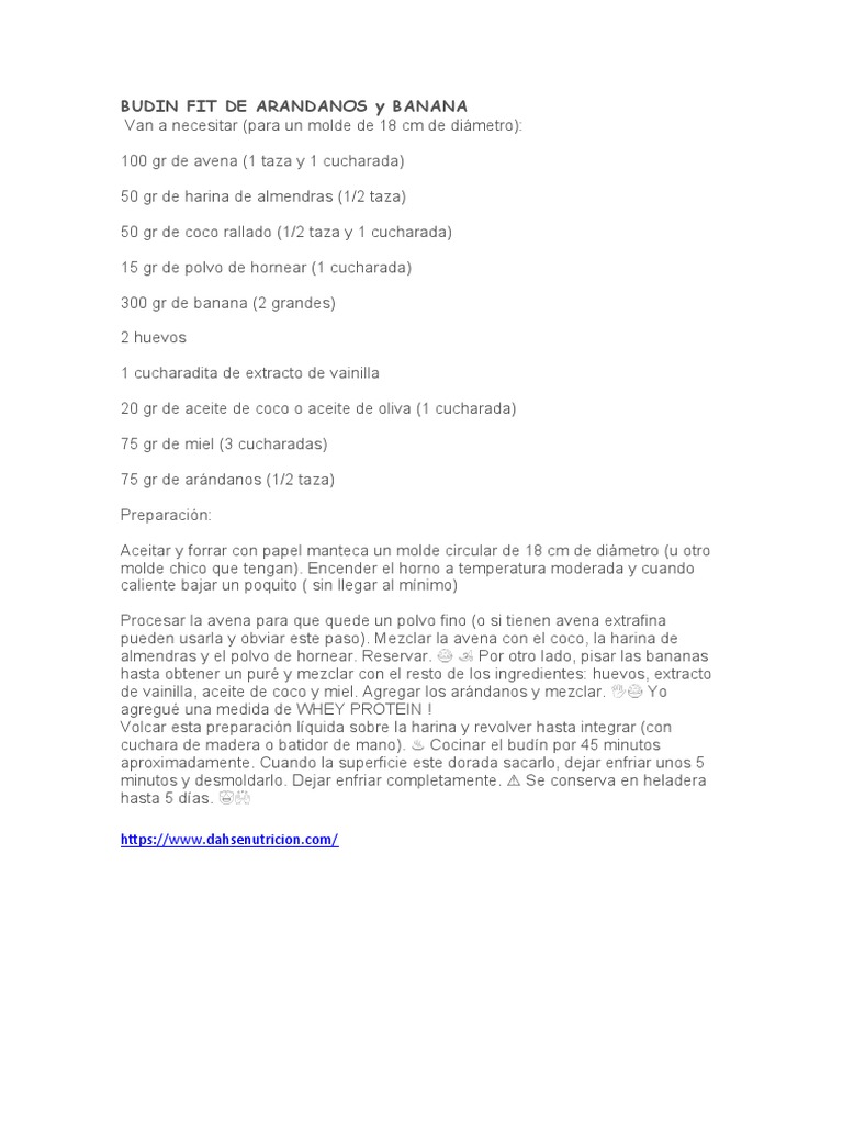 Budin de Arandanos y Banana | PDF