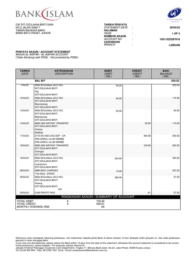 Estatement-202304 20230511111017 | PDF | Personal Finance | Financial ...