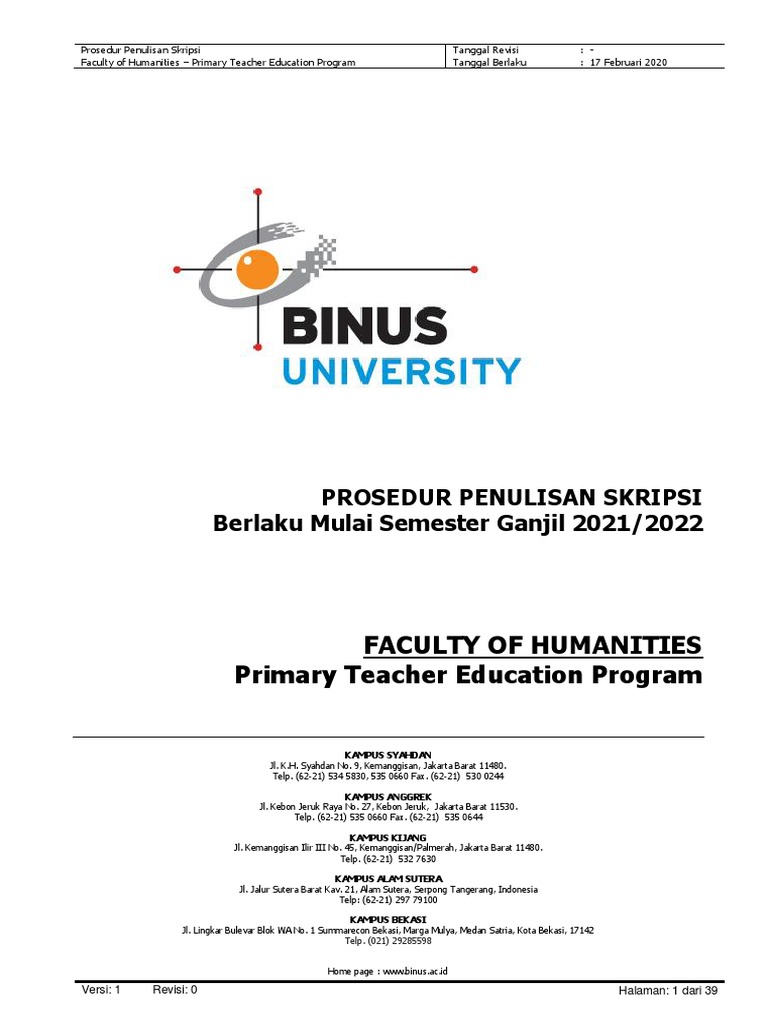 Prosedur Penulisan Skripsi Ganjil 2022-2023 - PGSD | PDF | Seni