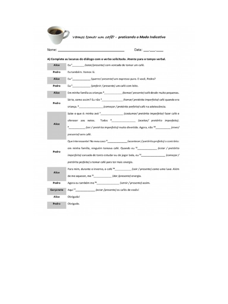 EXERCÍCIOS Verbo | PDF