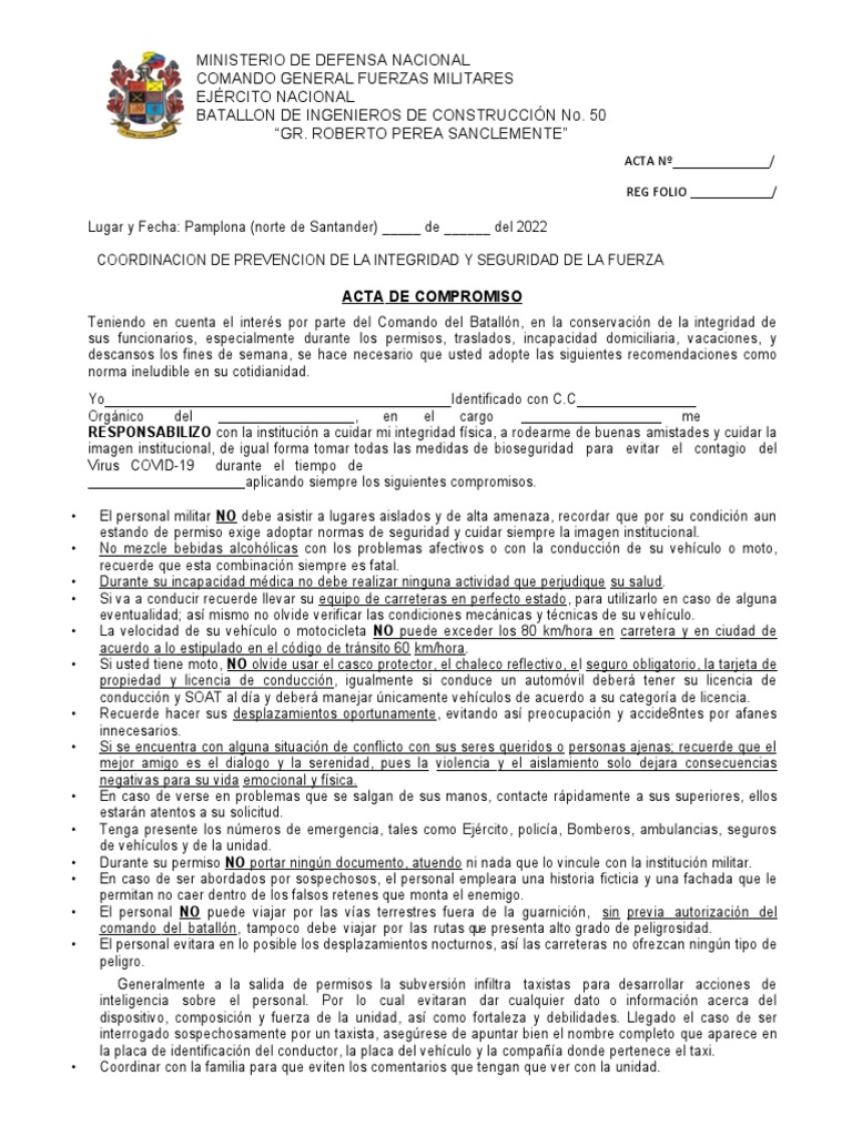 Acta de Compromiso | PDF