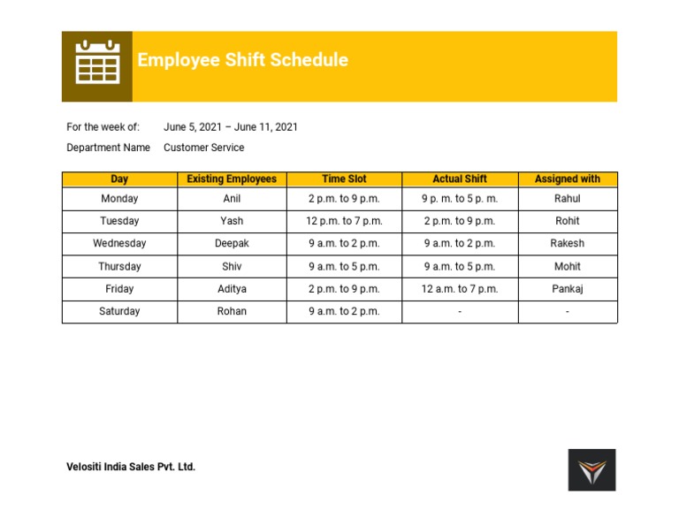 Employee Shift Schedule | PDF