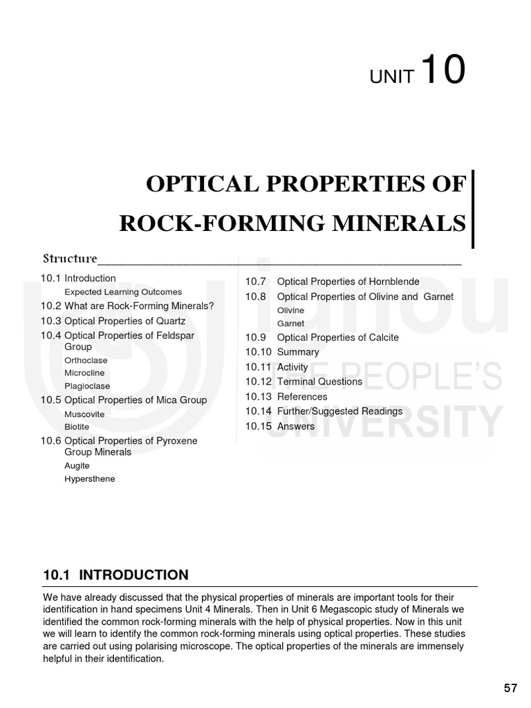 Unit 10 IGNOU NOTE ON GEOLOGY | PDF | Minerals | Rock (Geology)