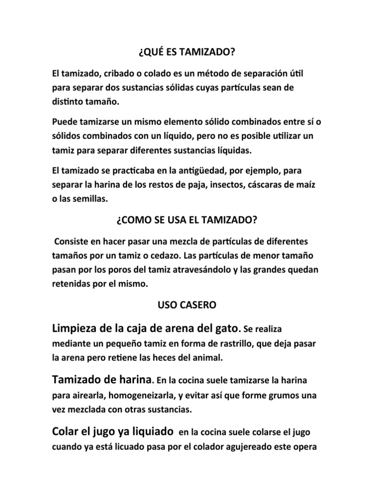 Qué Es Tamizado | PDF
