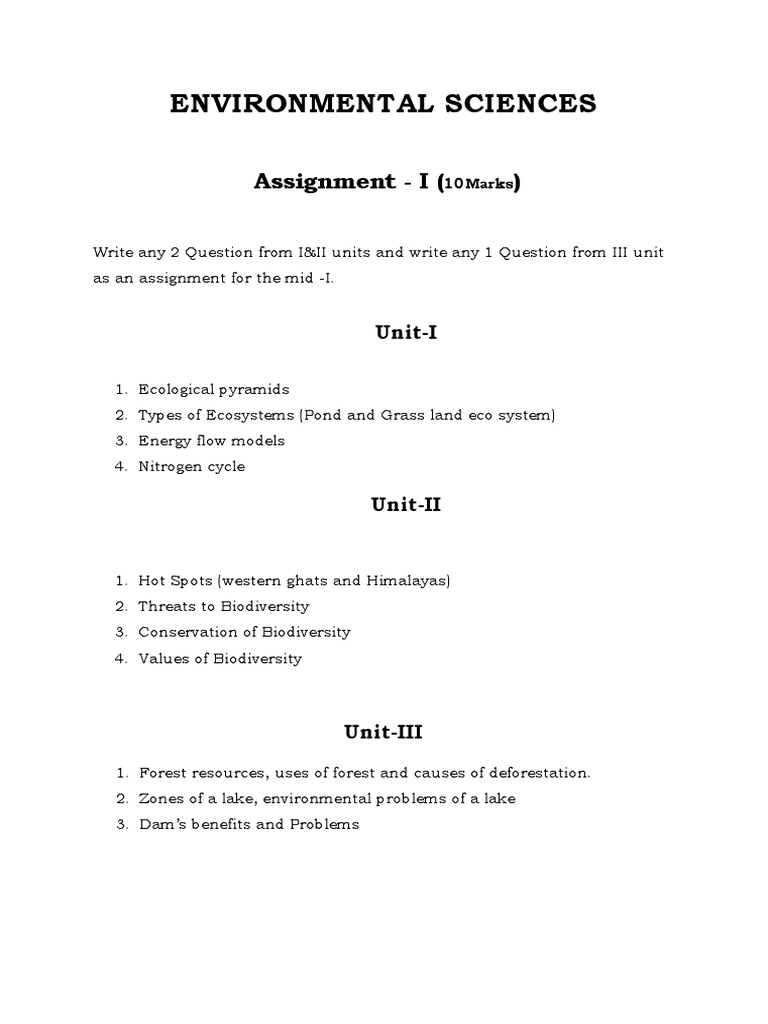 EVS Assignment I | PDF