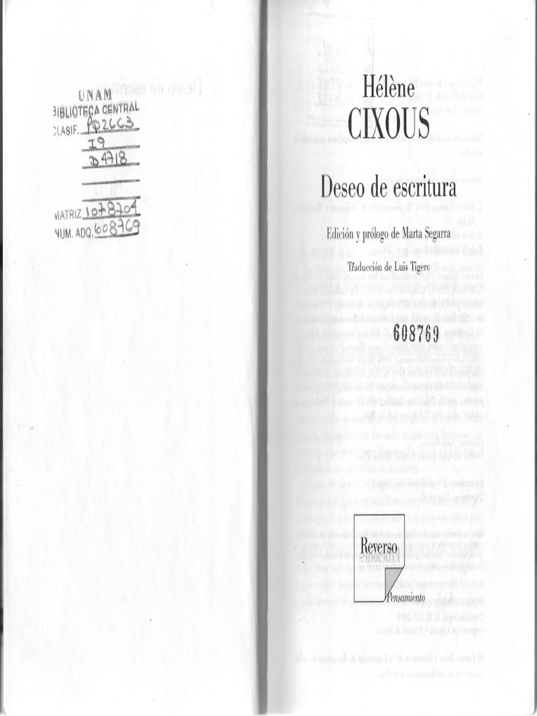 Cixous, Hélène - La Risa de La Medusa en Deseo de Escritura | PDF