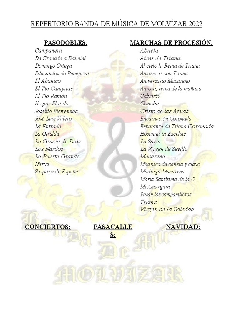 Repertorio Banda de Musica | PDF
