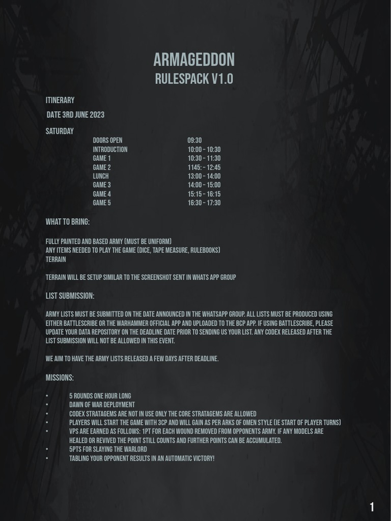 Armageddon Rulespack | PDF | History